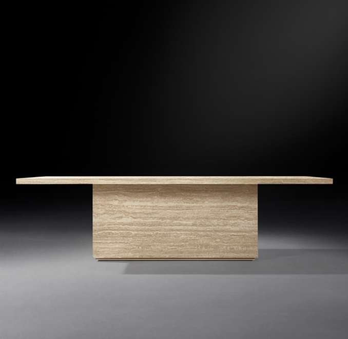 Italian Travertine Plinth Rectangular Dining Table | RH TEEN
