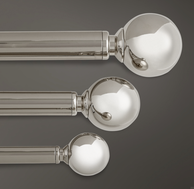 Easton Solid Brass Ball Finial & Rod Set | RH