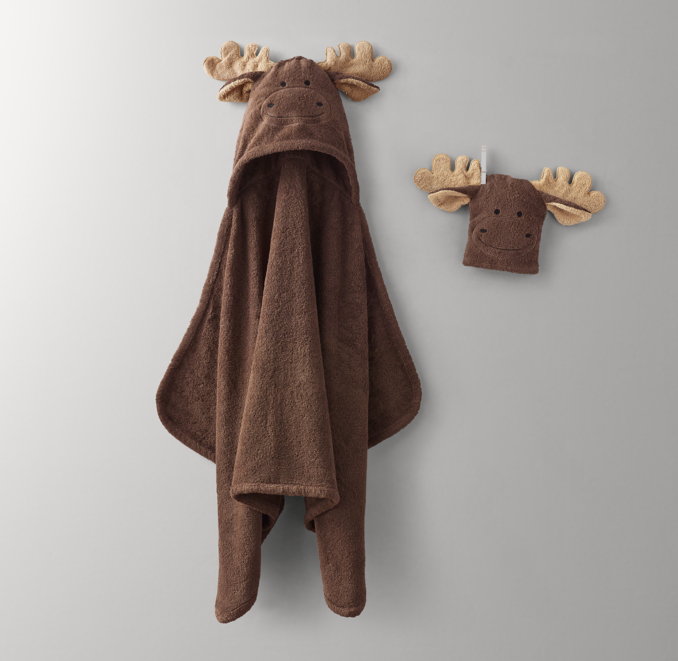 Animal Hooded Towel & Bath Mitt - Child | RH