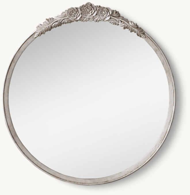 Rosette Round Mirror - Silver Leaf | RH TEEN